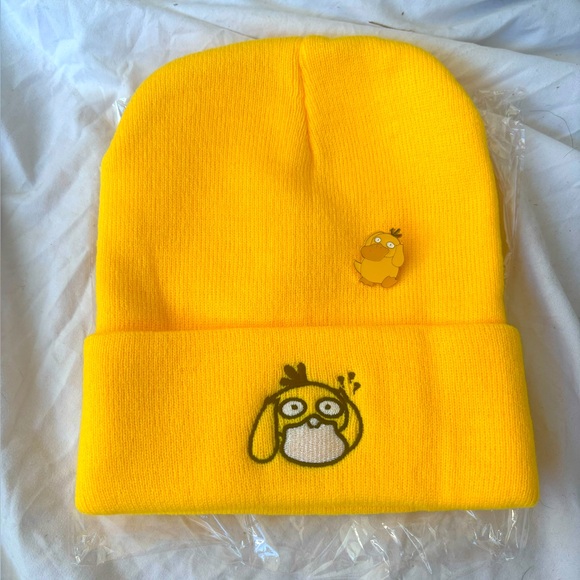 Accessories | Psyduck Pokemon Yellow Beanie Brand New With Psyduck Pin ...